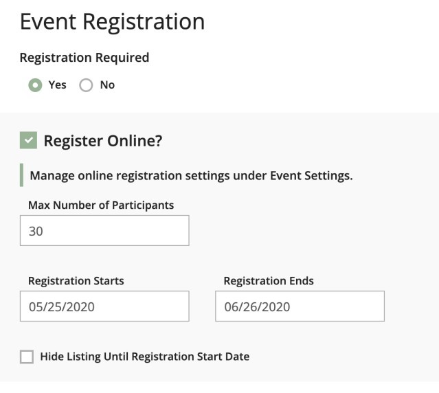 Scheduling Events with Online Registration – Help Center