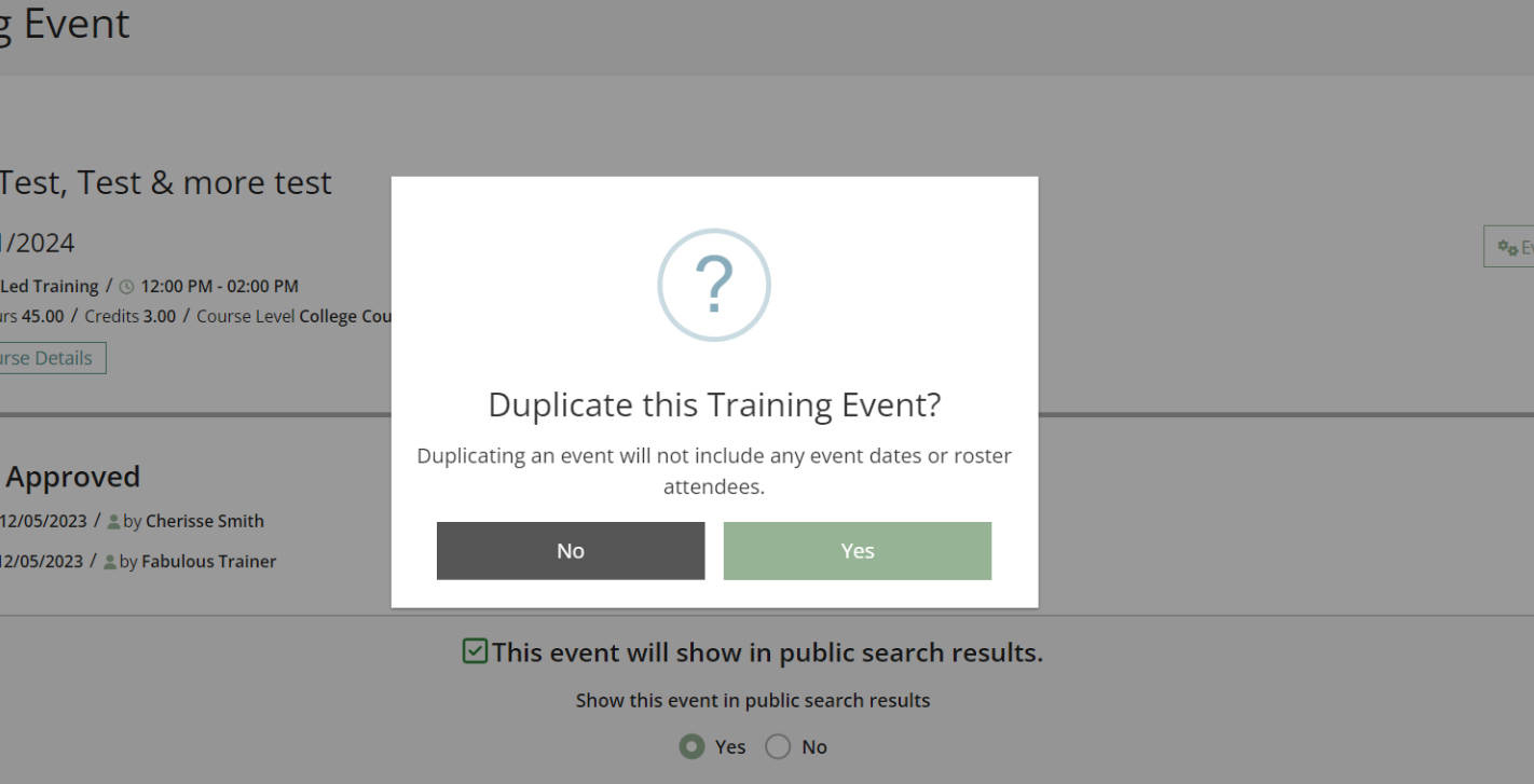 Managing Training Events – Help Center