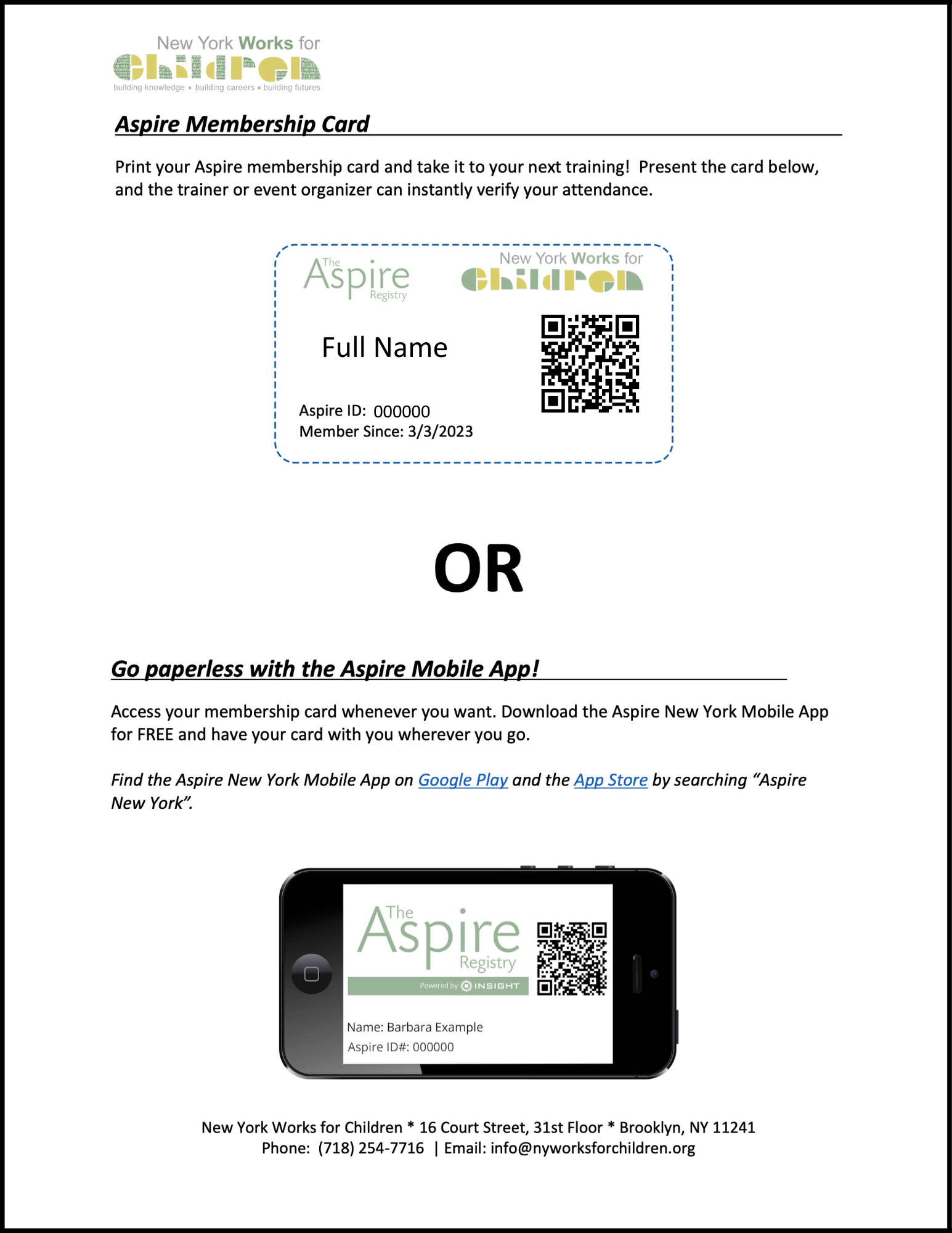 Aspire Membership Card – Help Center